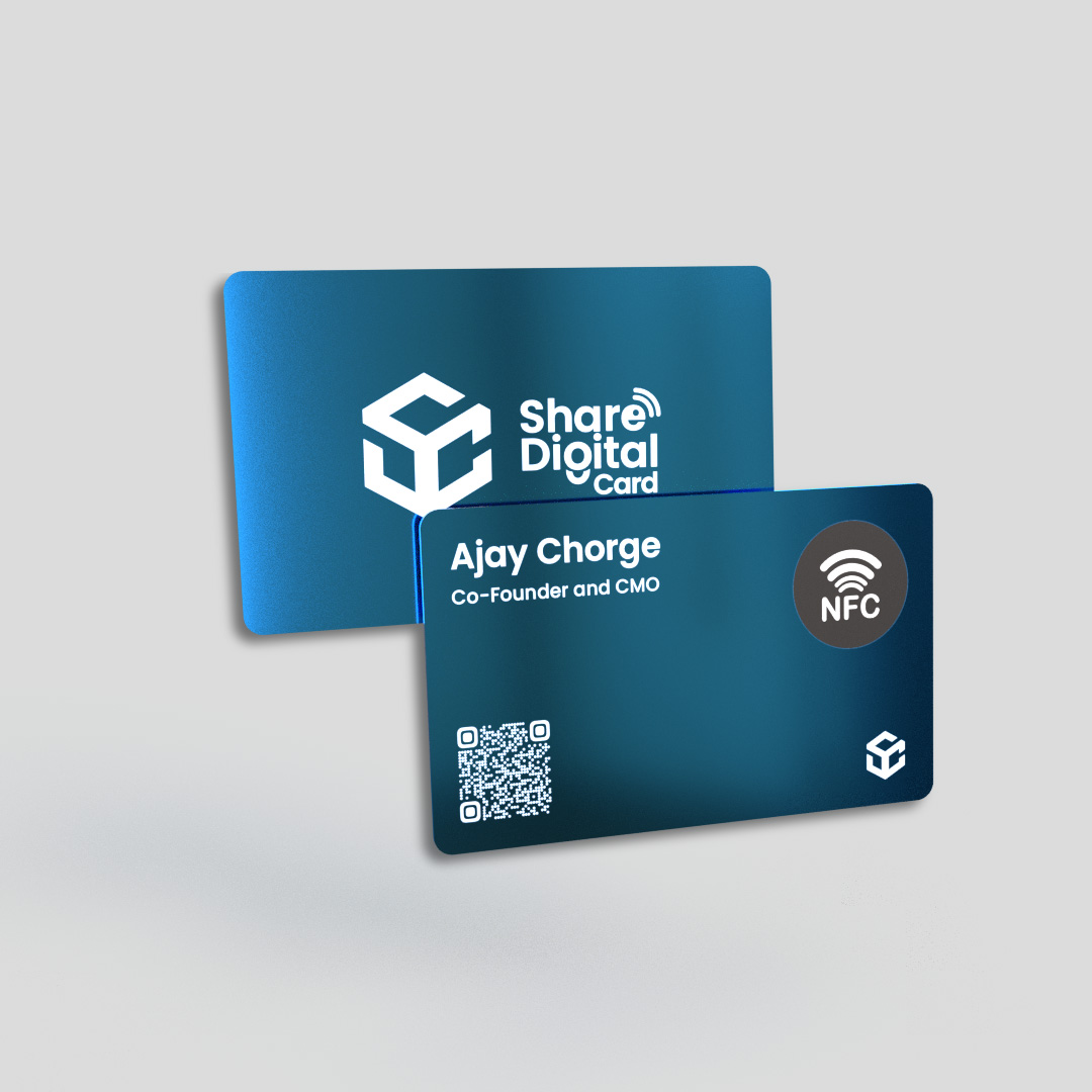 Blue Glossy Metal NFC Card | Share Digital Card