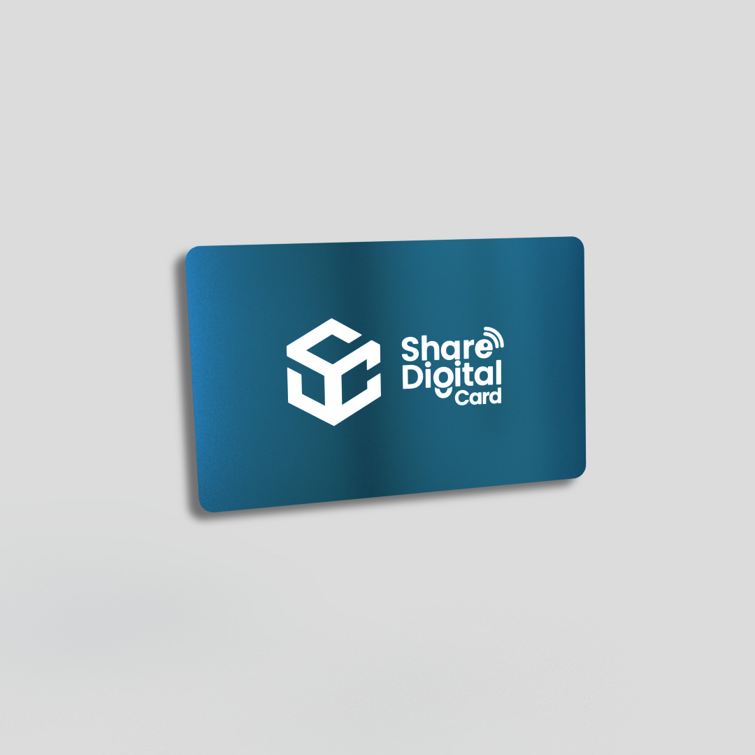 Blue Glossy Metal NFC Card | Share Digital Card