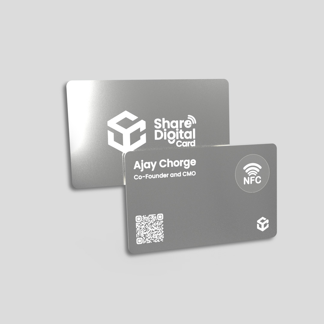 Silver Glossy Metal NFC Card | Share Digital Card